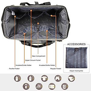 RUVALINO Universal Stroller Organizer with Cup Holders, Stroller Caddy with Detachable Bag, Tissue Pocket, Non-Slip Strap Accessories for Uppababy, Umbrella, Wagon, Baby Jogger, Bob(190)