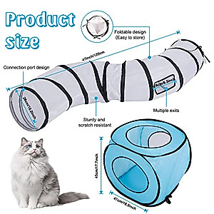 Shank Ming Cat Tunnels for Indoor Cats, Collapsible Cat Tunnel Toy and Cubes Combo, Pet Tunnel for Puppy Rabbit