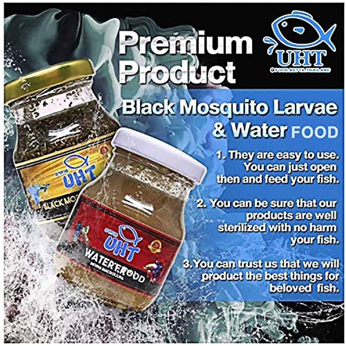 A.D.P. UTH Fish Food Black Mosquito Larvae 75 g. Tropical Fish Food Grow Faster & Color Enhancer Slow Sinking Like Pellets High Protein 74% for All Tropical Fish Feed & Small Fish Breeding Fish Care
