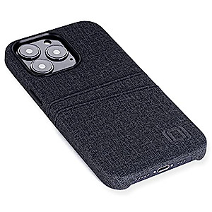 Dockem Wallet Case for iPhone 13 Pro with Built-in Metal Plate for Magnetic Mounting & 2 Credit Card Holder Pockets: Luxe M2, Canvas Style Synthetic Leather (6.1" iPhone 13 Pro, Black)