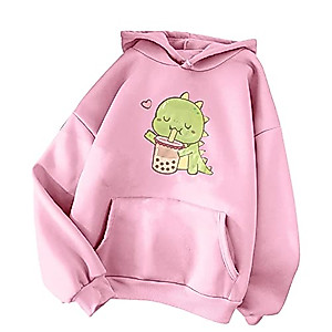Women Printed Drawstring Hooded Casual Loose Long Sleeve Blouse Top Sweatshirt Thin Womens Hoodies Pullover A-pink