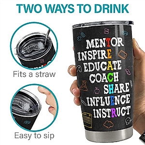 SANDJEST Personalized Teacher Tumbler 20oz 30oz With Lid - Appreciation Gift for Preschool Teaching Assistant - Christmas Birthday Teacher Day