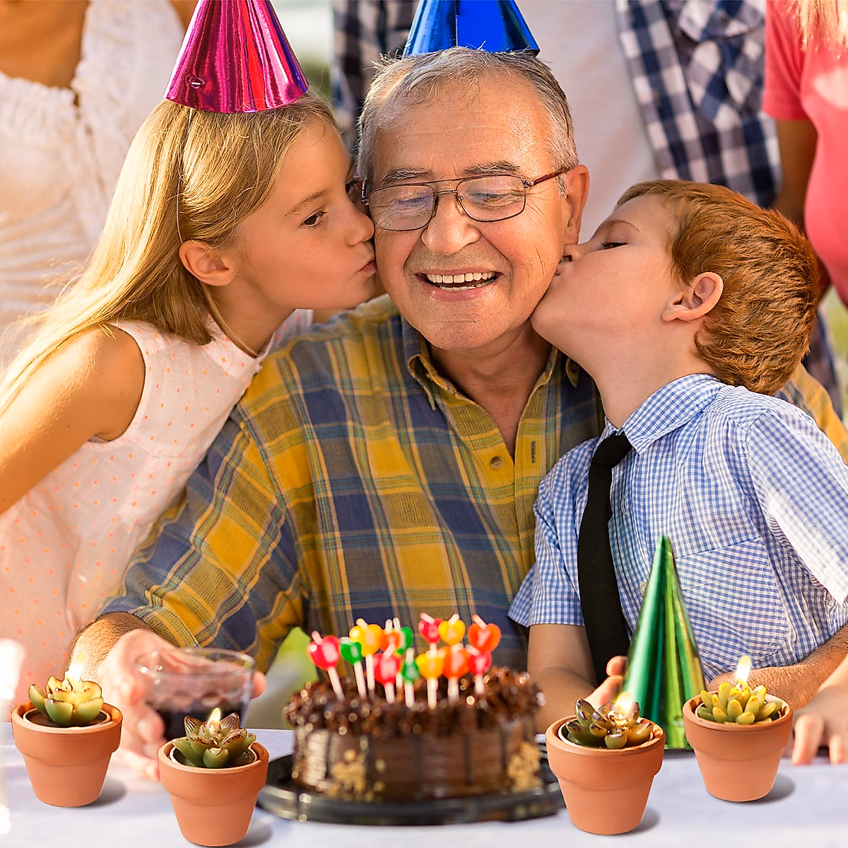 Shihanee 48 Pcs Succulent Cactus Tealight Candles Baby Shower Plant Candles Bridal Shower Cactus Candles Novelty Handmade Tealight Terrarium Plant Candles for Fiesta Birthday Wedding Party(Red)