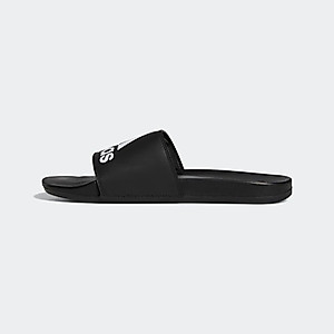 adidas Unisex Adilette Comfort Slide Sandal, Black/White/Black, 8 US Women