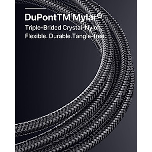 Long Nylon Braided USB Aux Adapter, 4ft/1.2m USB to Audio Jack, Smart Chip, 99.99% 4N OFC, TRRS External Sound Card for PC, Headphone Jack, 4-Pole Microphone, PS5 PS4 and More -Kepulu Pro Audio Line