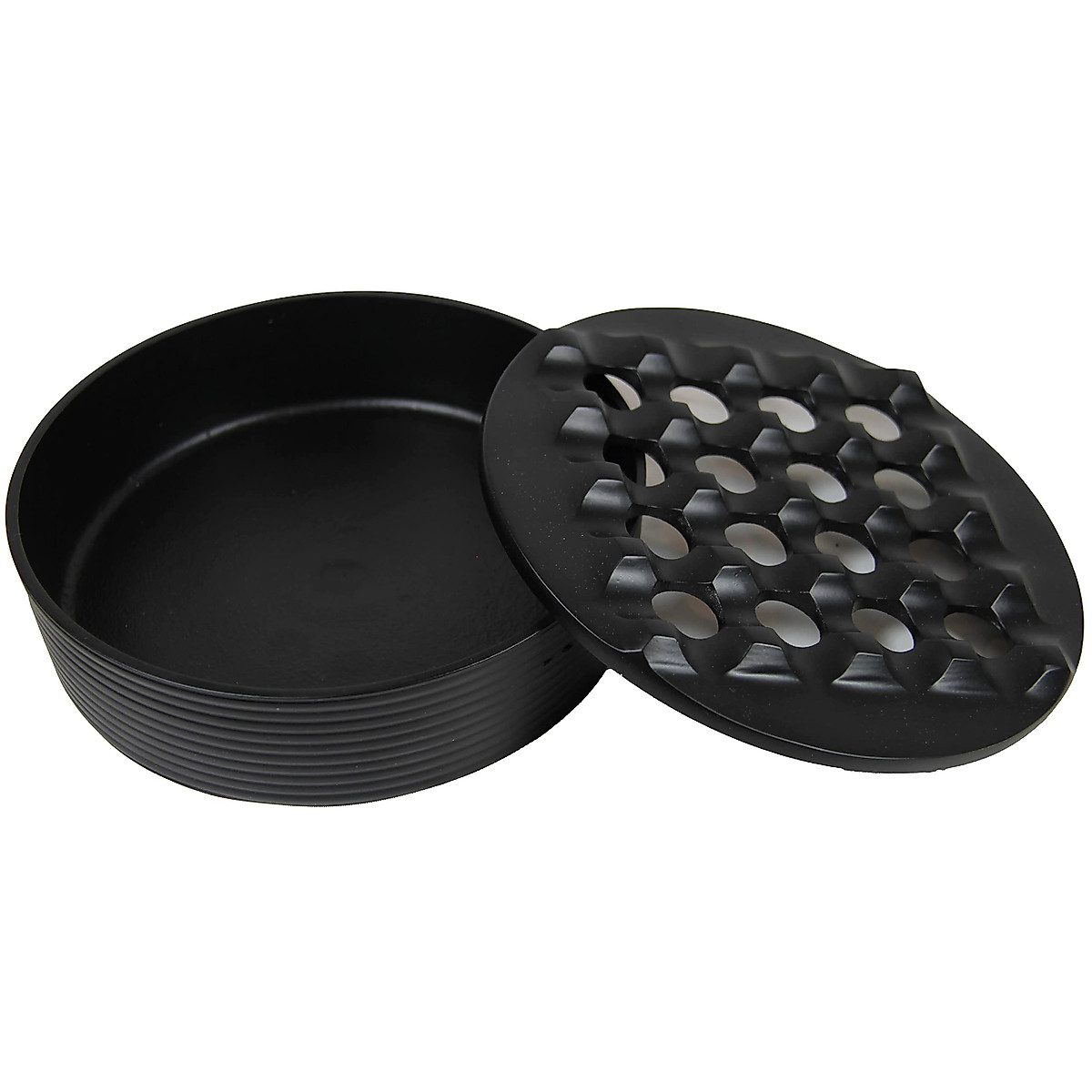 U.Like Relax Zone Aluminum Metal Cigar Ashtray with Lid For Men-Durable handcrafted 16 Holes Grid Design Ash Tray indoor and outdoor - Wind Resistant Round Cigars to Cigarillos, black (53)