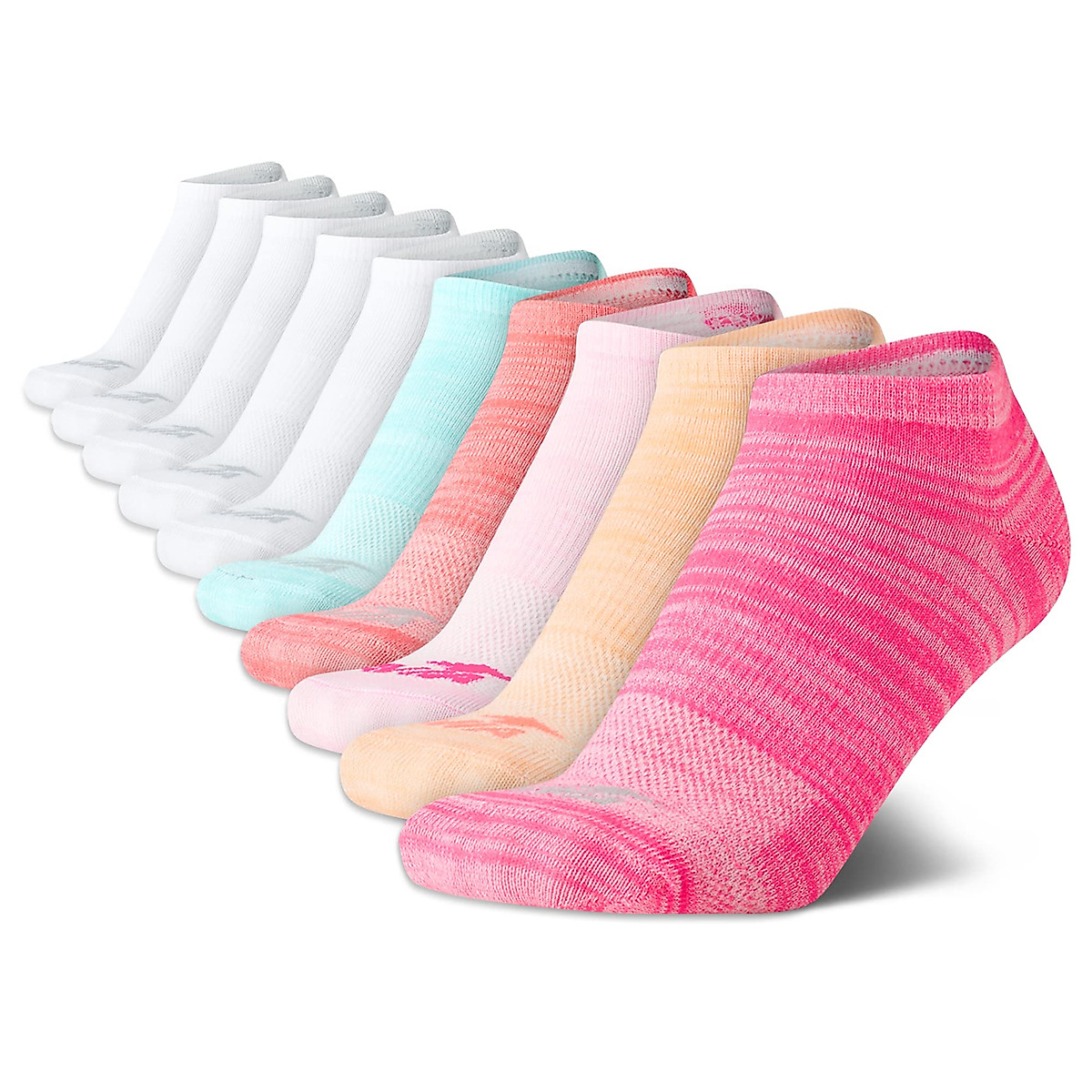 Avia Women's Athletic Socks - Lightweight Low Cut Running Socks (10 Pack), Size 9-12, Pink
