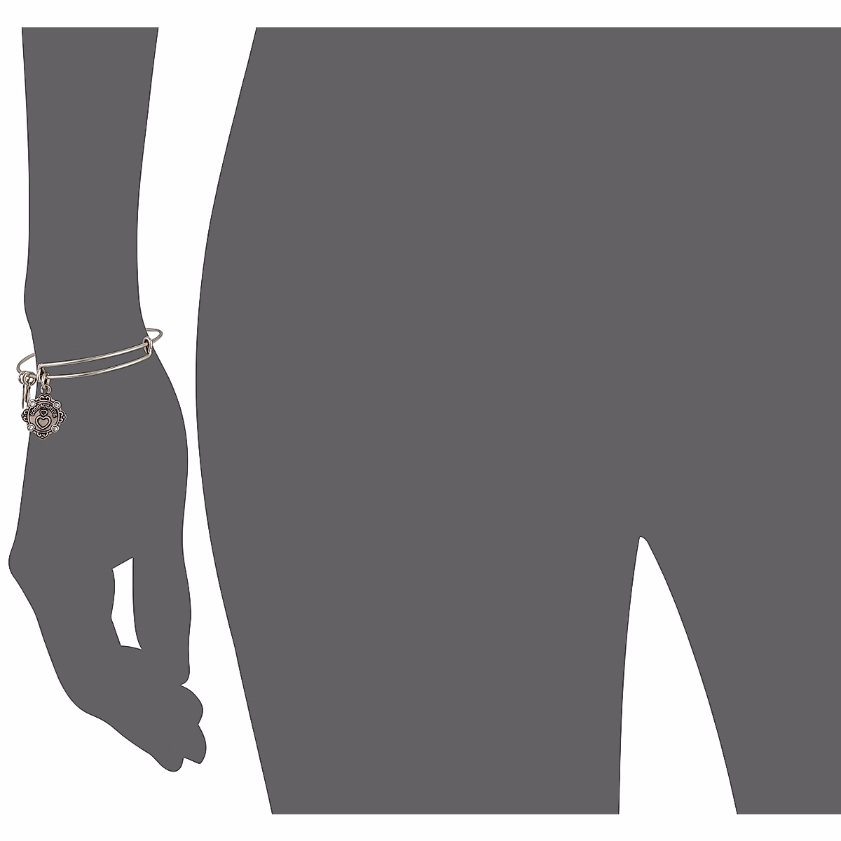 Alex and Ani Womens Because I Love You A18BILY08RS Goddaughter Charm Bangle Bracelet, Rafaelian Silver, Expandable