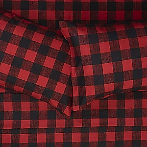 Queen Size Bed Sheets - Breathable Luxury Sheets with Full Elastic & Secure Corner Straps Built In - 1800 Supreme Collection Extra Soft Deep Pocket Bedding, Sheet Set, Queen, Buffalo Check Burgundy