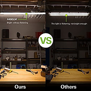 Hykolity 2 Pack 4FT Linkable LED Shop Light for Garage, 4400lm, 4FT 42W Utility Light Fixture, 5000K Daylight LED Workbench Light with Plug, Hanging or Surface Mount, White - ETL