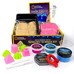 NATIONAL GEOGRAPHIC Sensory Science Kit - Mega Science Combo Kit for Kids, Includes Sensory Play Sand, Slime, Putty, and Other Sensory Experiments, Great Interactive Learning and Stress Relief Toy