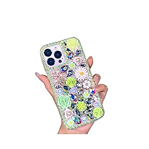 redecarie for Galaxy S9 Plus Crystal Rhinestone Case,Diamond Bling Floral Glitter Shiny Sparkle Women Girls Kids Cute 3D Protective Phone Case for Samsung Galaxy S9 Plus