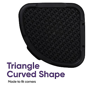 Plastic Corner Laundry Hamper with Lid, Curved Designed Laundry Basket, Triangle Black Cloths Hamper Organizer with Cut-out Handles for Laundry Room Bedroom Bathroom, Wicker Design, 50 Liter