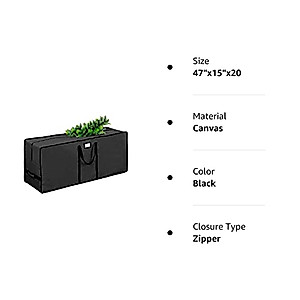 Tree Storage Bag, Waterproof Christmas Tree Storage, Fits Up to 7.5 ft Tall Artificial Disassembled Trees,Extra Large Heavy Duty Storage Container with Handles (Black, 47"x15"x20)