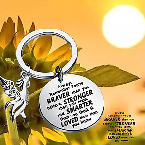 BAUNA Phoenix Keychain Rising Phoenix Bird Pendant Always Remember You’re Braver Than You Believe Inspiration Jewelry Gift for Phoenix Lovers Graduates (Phoenix Keychain)