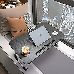 Lap Desk Laptop Bed Desk Portable Foldable Laptop Tray Table with USB Charge Port/Cup Holder/Storage Drawer, Laptop Bed Stand for Bed/Couch/Sofa Working, Reading