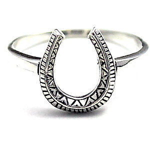 925 Sterling Silver Horseshoe band Ring COSUMOSU (8)