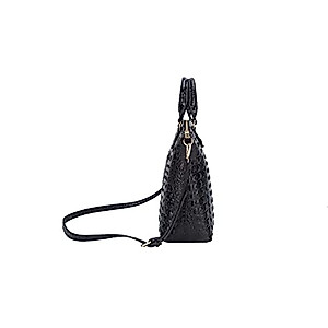 Satchel Bag Women’s Vegan Leather Crocodile-Embossed Pattern With Top Handle Large Shoulder Bags Tote Handbags (Black)