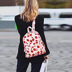 Women Girls Mini Backpack Teens Cute Small Backpack Purse Casual Travel School Bag (Strawberry)