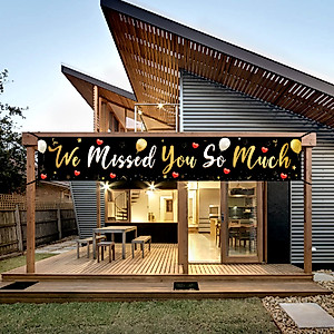 Welcome Home Decorations We Missed You So Much Banner, Black Gold Welcome Back Family Yard Sign Party Supplies, Deployment Returning Military Army Homecoming Party Decor