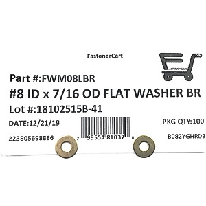 #8 ID x 7/16 OD Solid Brass Flat Washer (100 Pieces)