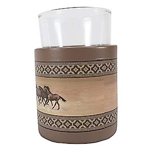 Ebros Rustic Western Wild And Free 5 Running Horses With Southwest Vector Symbols Tan Bathroom Accent Accessories Horse Country Cabin Lodge Farmhouse Decorative (Drinking Mouth Rinse Cup)
