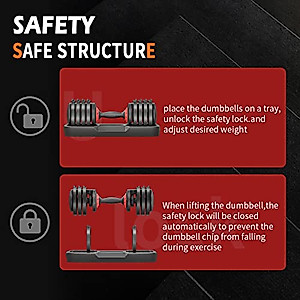 VEICK Adjustable Dumbbell, 25/55 lb Dumbbell for Men and Women, Fast Adjust Weight by Turning Handle, Black Dumbbell with Tray Suitable for Home Gym Full Body Workout Fitness