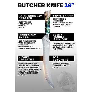 Dalstrong Butcher Knife - 10 inch - Valhalla Series - 9CR18MOV HC Steel Kitchen Knife - Celestial Resin & Wood Handle - Razor Sharp Breaking Knife Gift- Heavy Duty - BBQ Meat Slicer - w/Leather Sheath