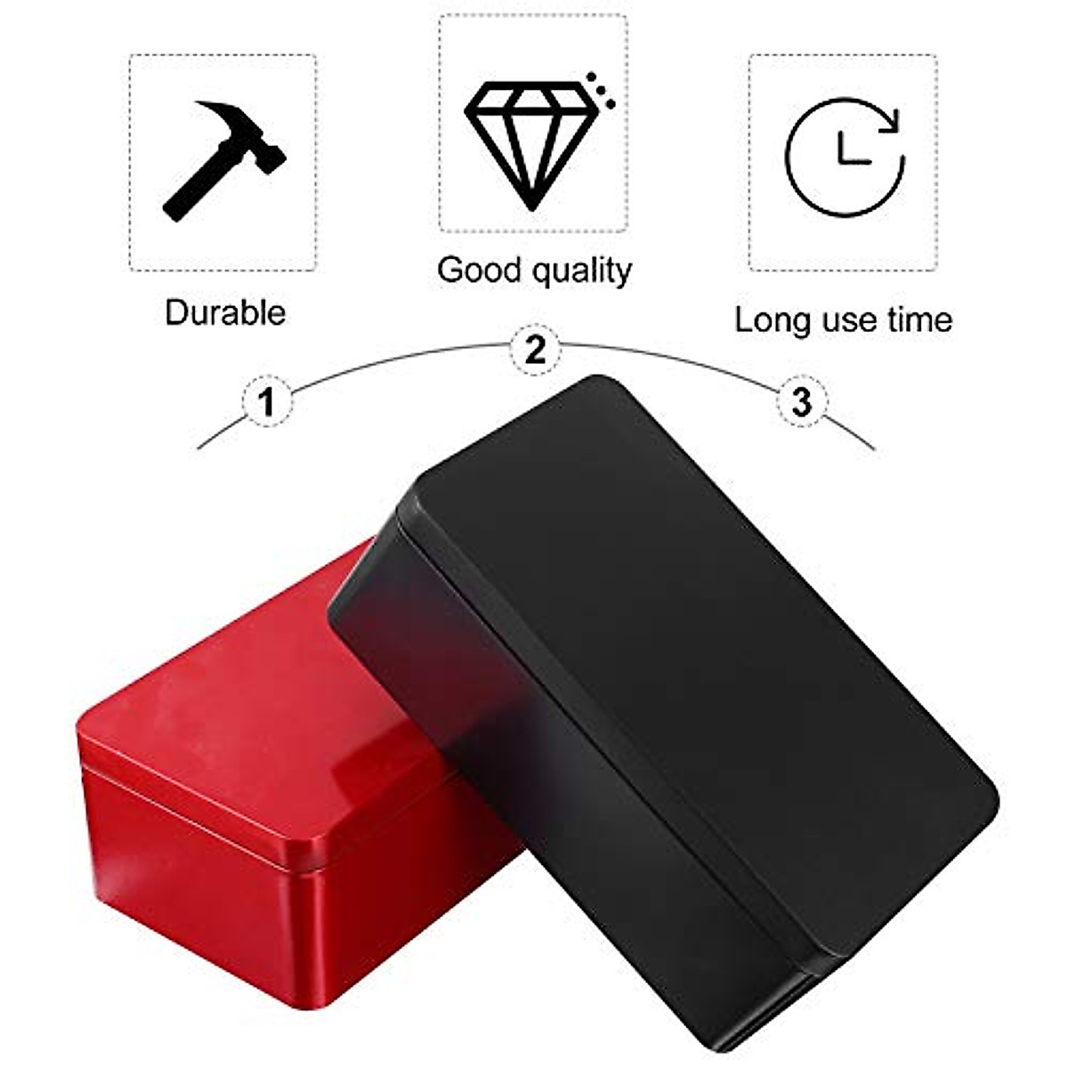 Hemoton 2pcs Metal Rectangular Empty Hinged Tins Box Containers Empty Tin Storage Container for Treats Candy Gifts Favors Red+ Black