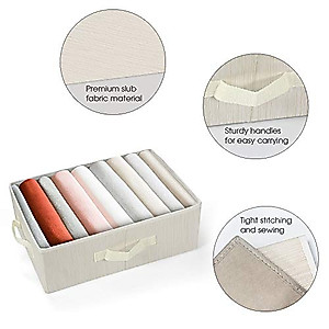 AILINA 3 Packs Large Fabric Storage Bins, Foldable Beige Storage Baskets for Shelves, Decorative Organizing Baskets with Double Handles for Bathroom Baby Cloth Nursery, 15 x 10.4 x 5.4 inch