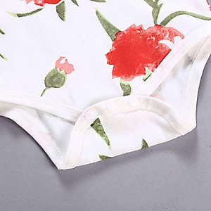 DCUTERQ Baby Girl Summer Rompers Flower Print Cheongsam Short Sleeve Romper Outfit Jumpsuit Red 6-9 Months