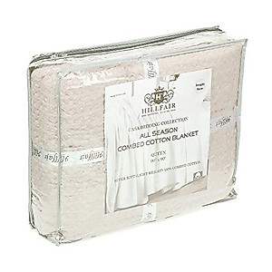 HILLFAIR 100% Combed Cotton Blanket– Queen Size Bed Blanket– Warm Soft All Season Breathable Lightweight Summer Blankets– Waffle Weave Home Decor Bed Blanket- Ivory Queen Bed Cotton Blankets/Bedcover