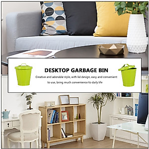 Hohopeti Creative Tabletop Trash Can Lid Lovely Waste Bin Pot Office Bedroom Bathroom Kitchen Countertop Desk Organization