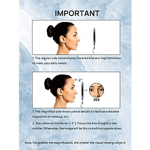 OMIRO Hand Mirror, Double-Sided 1X/20X Magnifying Foldable Makeup Mirror for Handheld, Table and Travel Usage