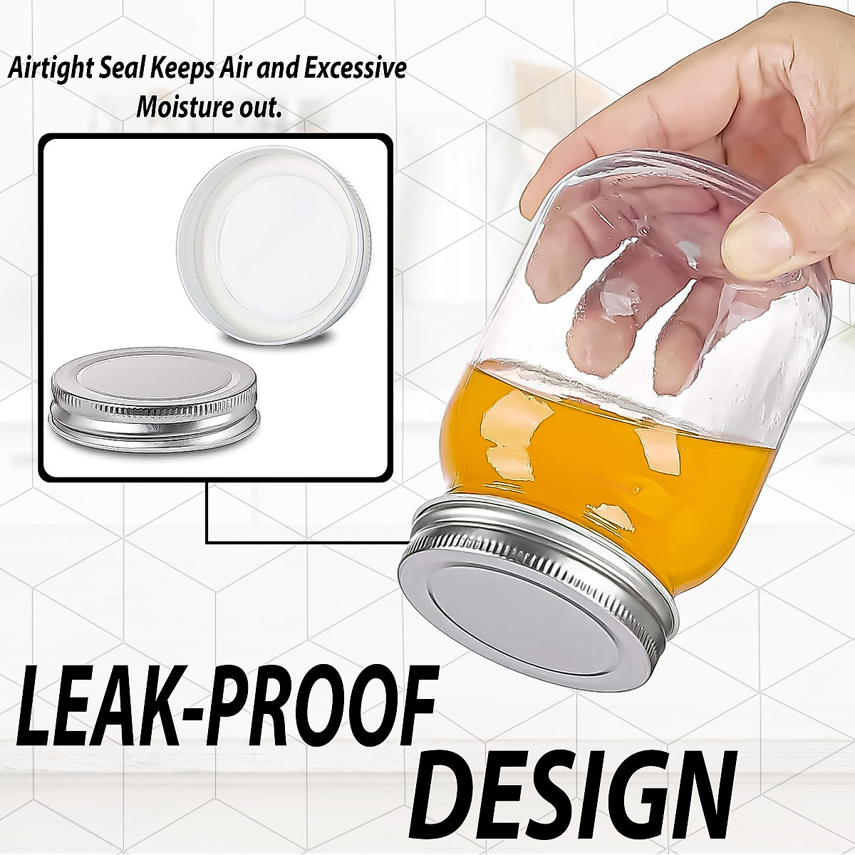 Glass Regular Mouth Mason Jars, 16 oz Clear Glass Jars with Silver Metal Lids for Sealing, Canning Jars for Food Storage, Overnight Oats, Dry Food, Snacks, Candies, DIY Projects (4 PACK)