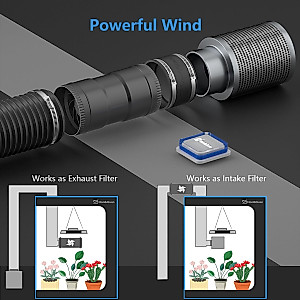 Hon&Guan 4 Inch Inline Booster Duct Fan with Speed Controller - 130 CFM Airflow with 6W Ultra-Low Power and Low Noise