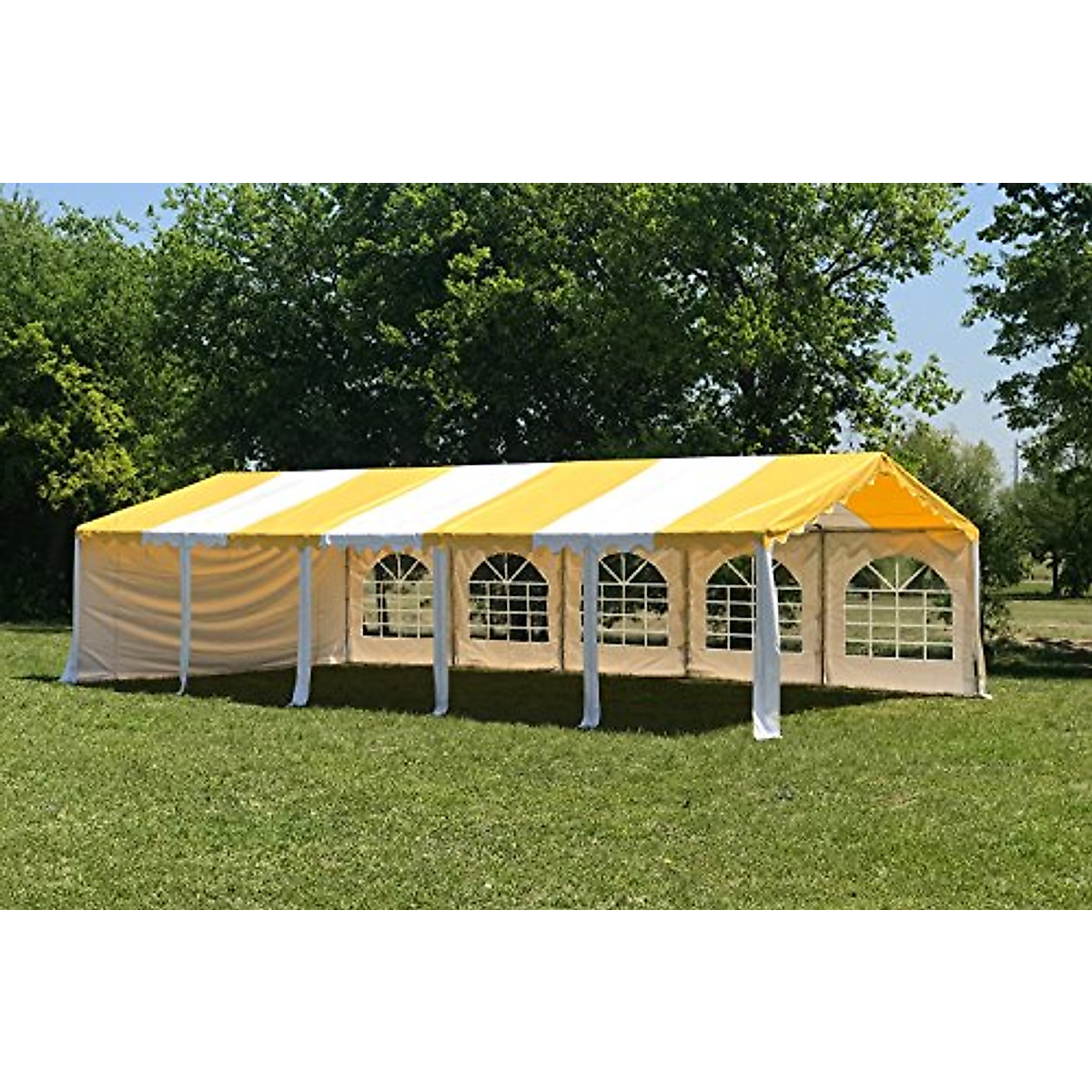 DELTA Canopies 32'x16' Budget PVC Wedding Party Tent,Easy Setup Outdoor Event Canopy,Backyard Garden Shelter Gazebo,with Waterproof Top,Galvanized Steel Frame,Commercial/Residential Use,Yellow White