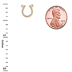Fine 14k Yellow Gold Lucky Horseshoe Charm with Diamond Necklace, 16"