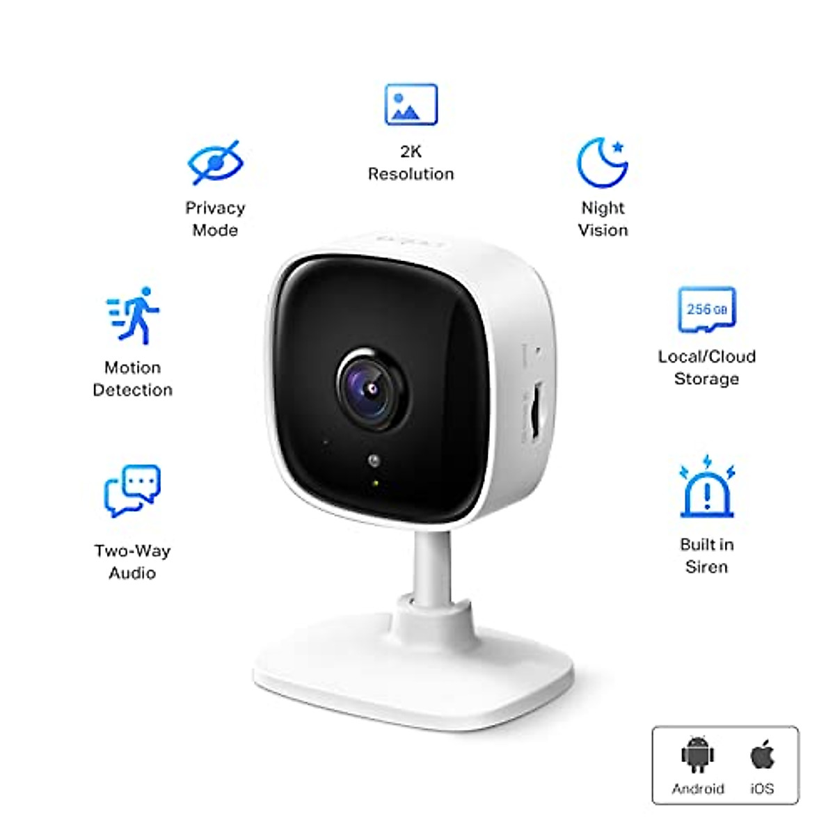 TP-Link Tapo 2K Indoor Security Camera for Baby Monitor, Dog Camera w/ Motion Detection, 2-Way Audio Siren, Night Vision, Cloud & SD Card Storage(Up to 256 GB), Works w/ Alexa & Google Home(Tapo C110)