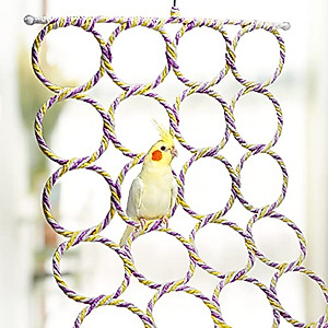Bird Rope Climbing Net Parrot Swing Hanging Toy for Parakeet Cockatiel Cockatoo Conure African Grey Macaw (Random Color)