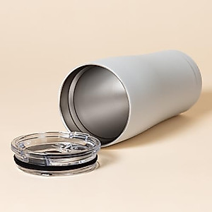 Seriously Ice Cold SIC 20 Oz. Double Wall Vacuum Insulated 18/8 Stainless Steel Travel Tumbler Mug | Powder Coated with Splash Proof BPA Free Lid | Coffee, Tea, Wine, and Cocktails (Ice White)