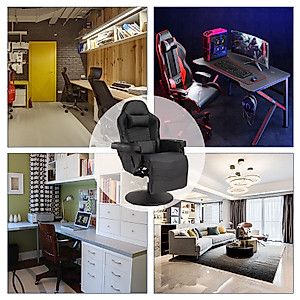 TITIMO Massage Gaming Chair,Ergonomic Adjusted Reclining Video Gaming Single Sofa, Pu Leather Chair with Footrest Headrest and Lumbar Support (Black)