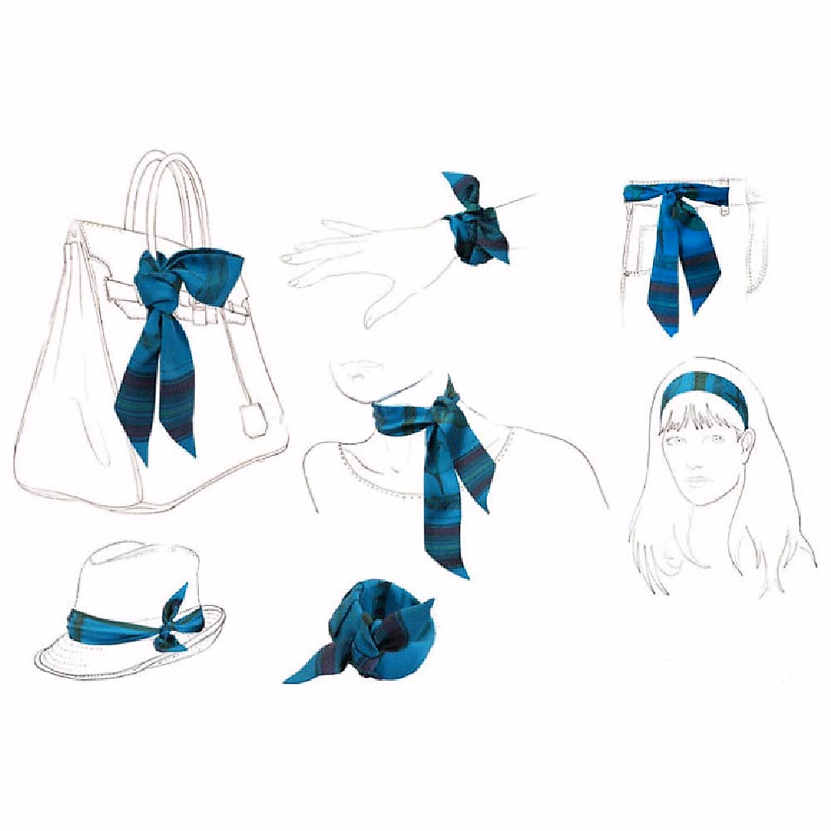 Uainhrt 5pcs/6pcs Bag Handbag Handle Ribbon Scarf Hair Head Band Neck Scarf Package Band Fashion Gifts (U9063)