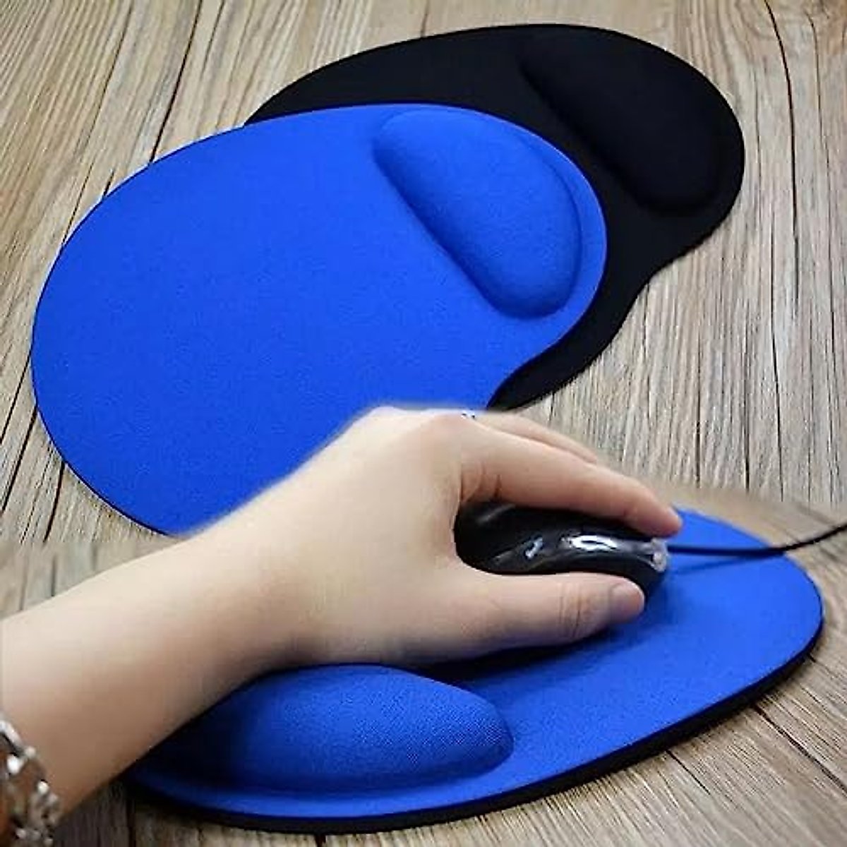 Ergonomic Computer Mouse Pad with Wrist Rest Support, Gaming Mouse Pad Non-Slip Base for Home Office Working Studying(Black)