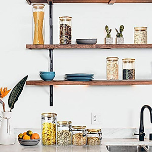 Glass Storage Jars with Airtight Locking Clamp Lids, Airtight Glass Canisters with Locking Lids, Glass Storage Containers with Bamboo Lid, Food Storage Containers, Glass Canister Sets, Set of 4