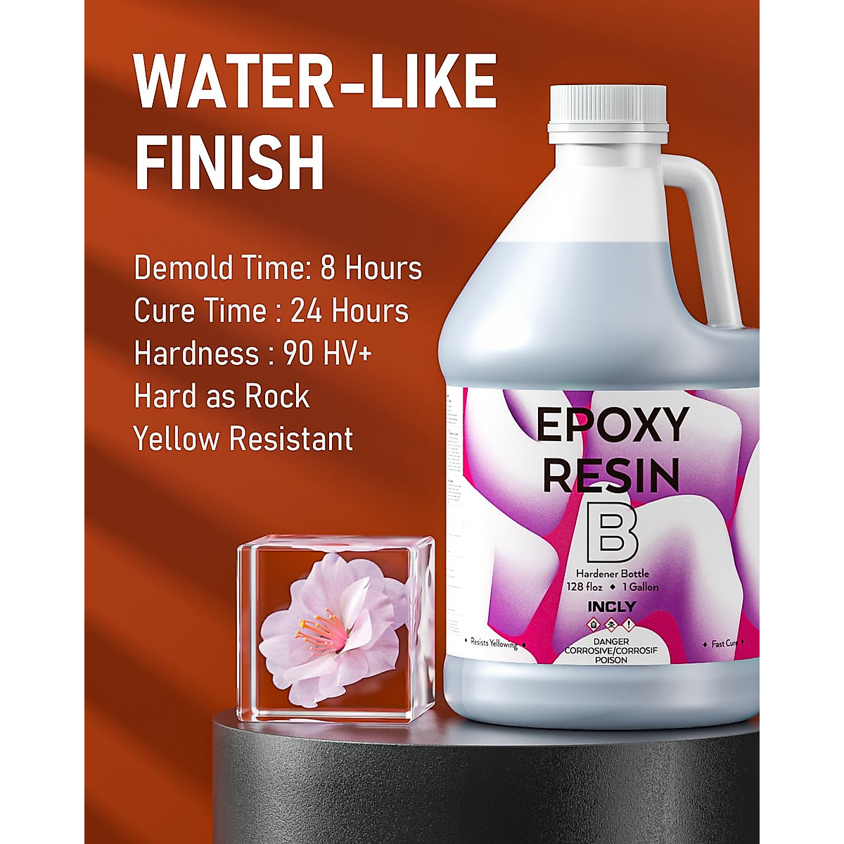 INCLY 2 Gallon Crystal Clear Epoxy Resin Kit, High Gloss & Bubbles Free Resin Supplies Coating & Casting Resin for Table Top, Countertop, River Table,Wood, Jewelry Making, Art Craft, Self Leveling 1:1