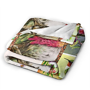 Hummingbird Blanket Soft Cozy Cute Spring Birds Fleece Plush Decor Throw Blanket All Season Ultra Warm Lightweight Fuzzy Hummingbird Blanket Gifts for Girls Women Boys Men Kids Bed 40"X50"