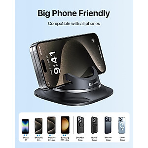 andobil Newest Car Phone Holder Mount, Stable & Silicone Phone Mount for Car, 360° Rotatable Dashboard Cell Phone Holder, Car Phone Stand Compatible with iPhone 15 Pro Max/14/13/12, Samsung S24/23/22