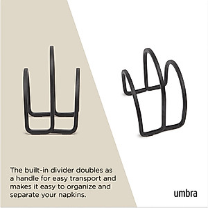 Umbra Squire Napkin Holder for Kitchen, Works with Square and Rectangular Napkins for Dinner, Luncheon or Cocktail, Black