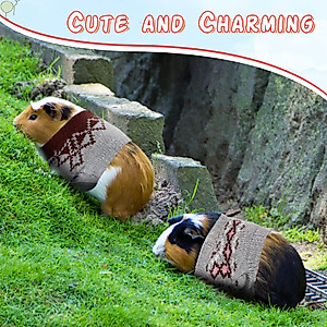 Mixweer 4 Pcs Ferret Clothes Hamster Sweater Guinea Pig Clothes Bunny Costume Knitted Sweatshirt for Warm Winter Christmas Vest Clothing Ferret Accessories Kit Small Animal Outfit (Rhombus Style)